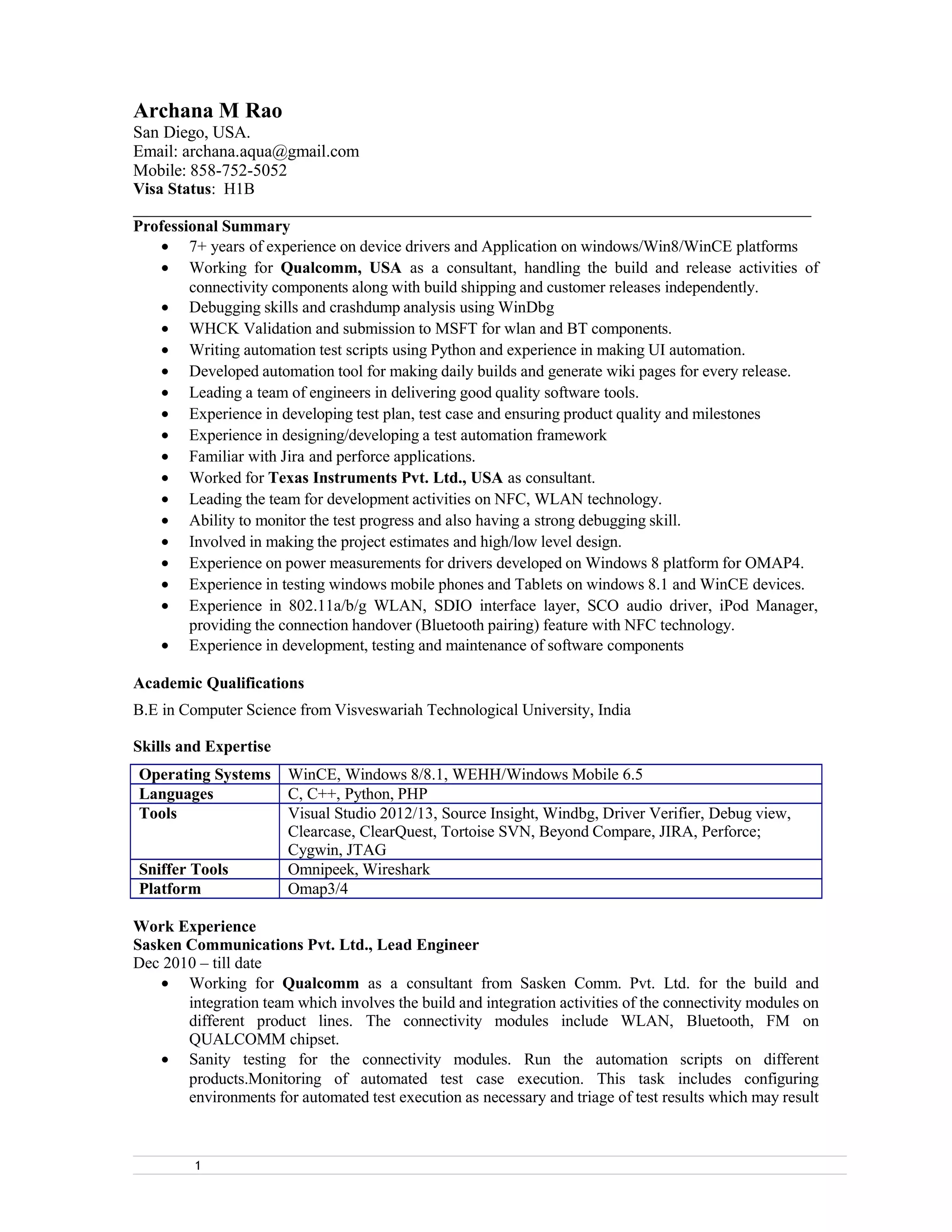 Resume_Archana_Rao | DOC