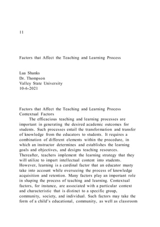 11Factors that Affect the Teaching and Learning Process | DOCX ...