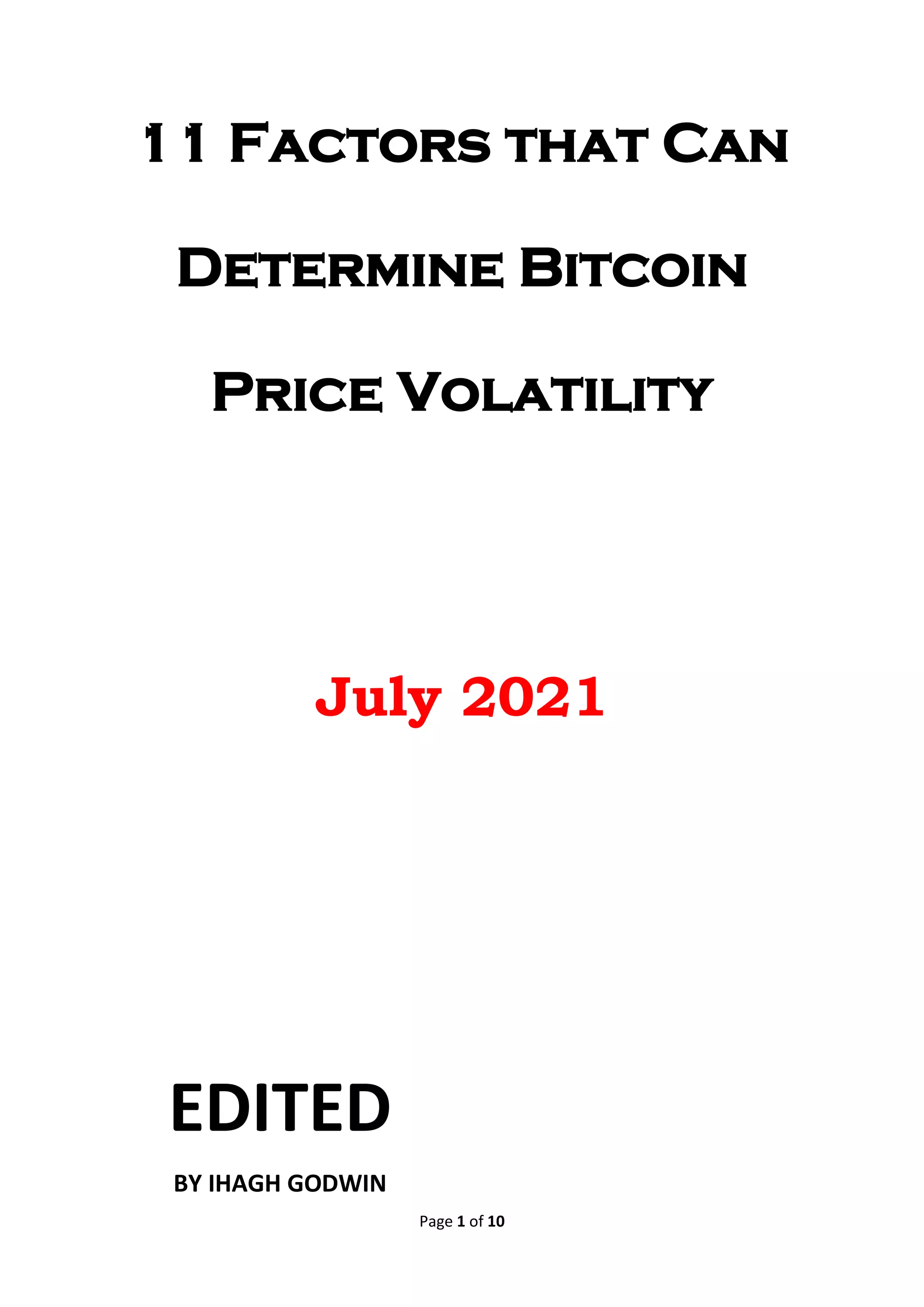 11 Factors that Can Determine Bitcoin Price Volatility | PDF