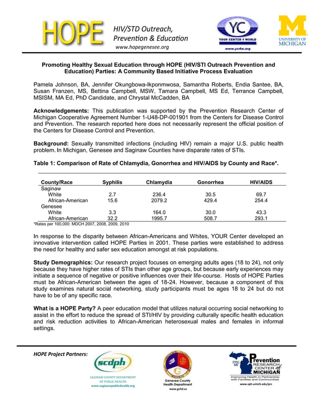 HOPE_handout APHA | PDF | Sexual Health | Diseases and Conditions