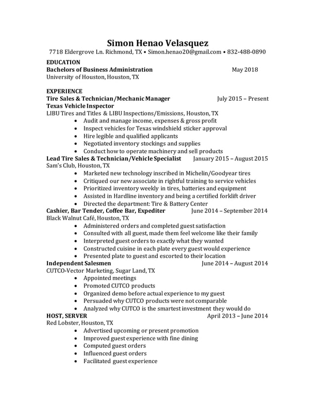 Simon Henao Velasquez - Resume Fall 2016 | PDF