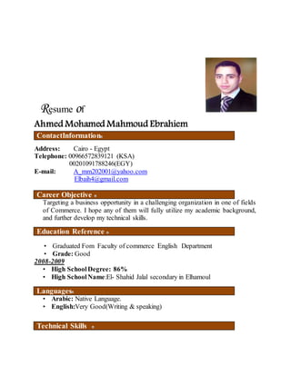 Mr Ahmed Cv | PDF