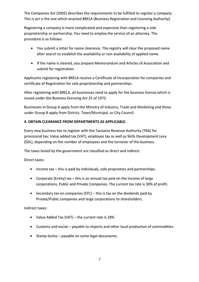 11 formalities for setting up a small business enterprise | DOC ...