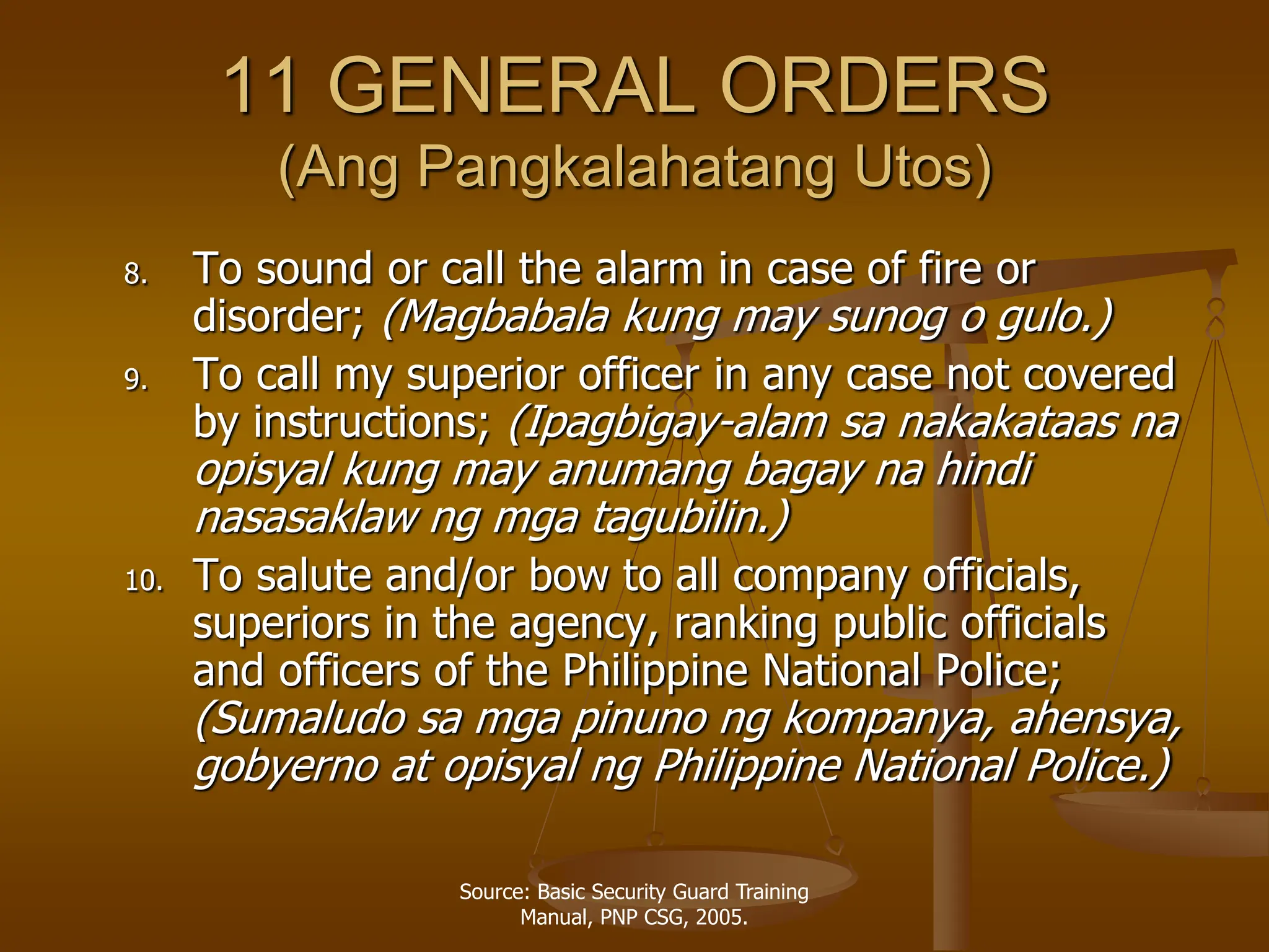 11 general orders for security personnel | PPT