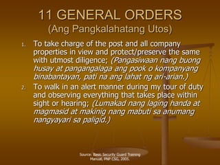 11 general orders for security personnel | PPT