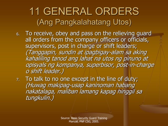 11 general orders for security personnel | PPT | Law