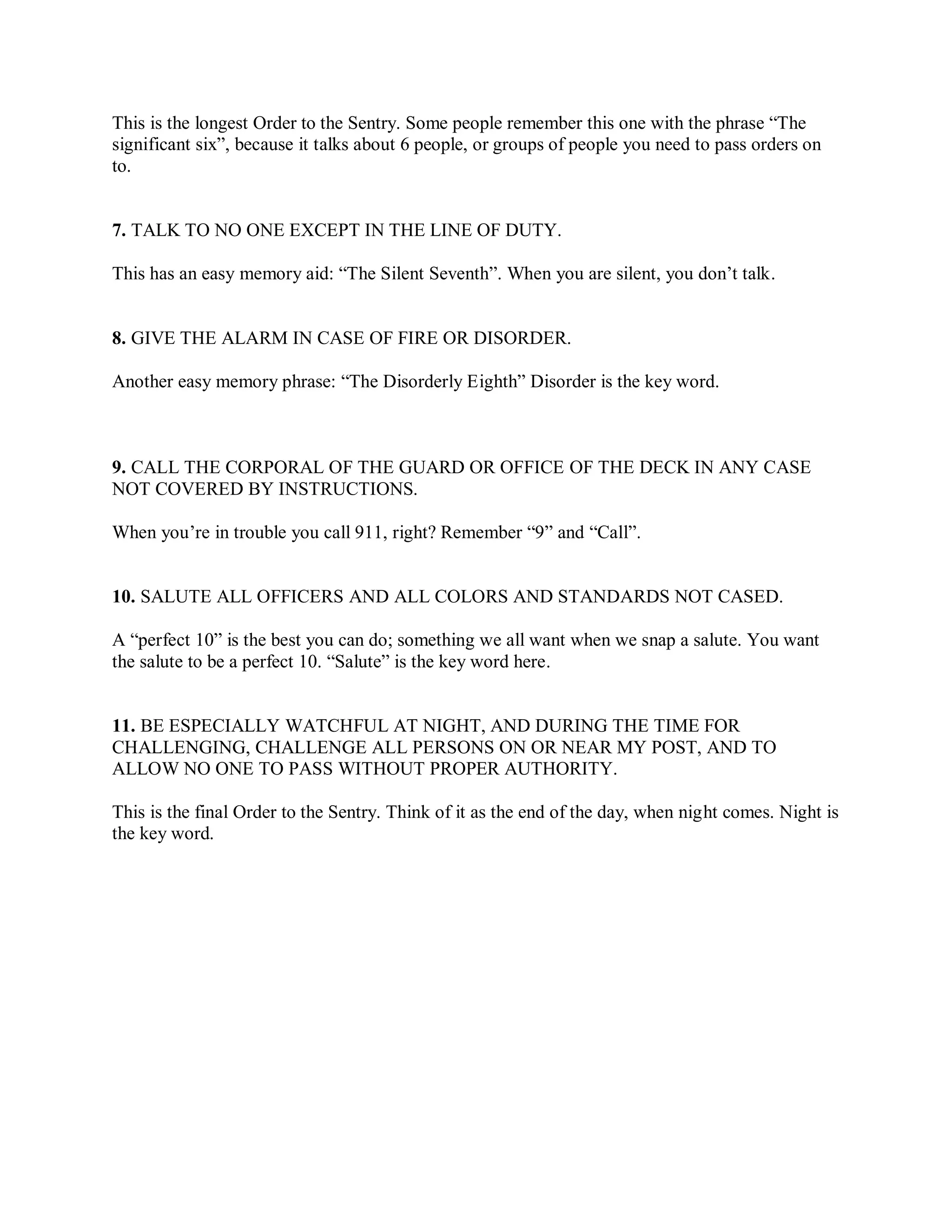 11 general orders of the sentry | PDF