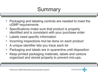 InstantGMP Cmpliance Series - Packaging and Labeling | PPT