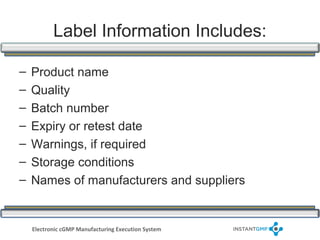 InstantGMP Cmpliance Series - Packaging and Labeling | PPT