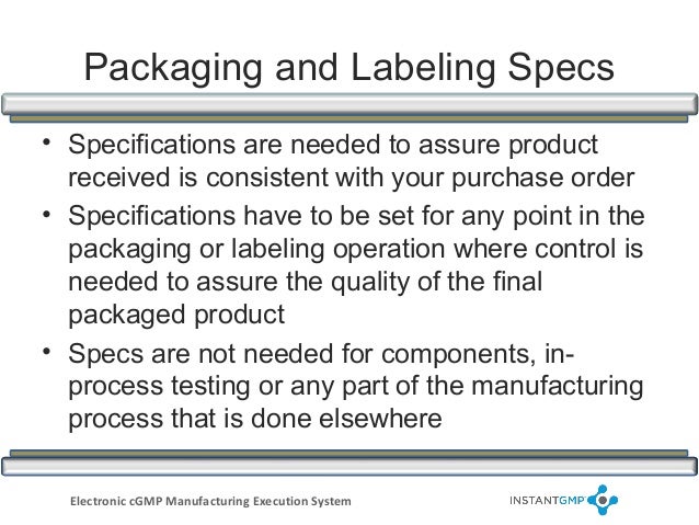 InstantGMP Cmpliance Series - Packaging and Labeling
