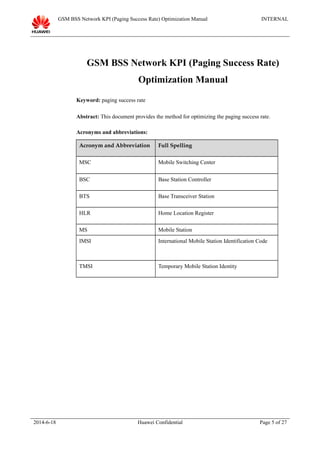 11 gsm bss network kpi (paging success rate) optimization manual | DOC
