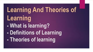 Learning Theories | PPT