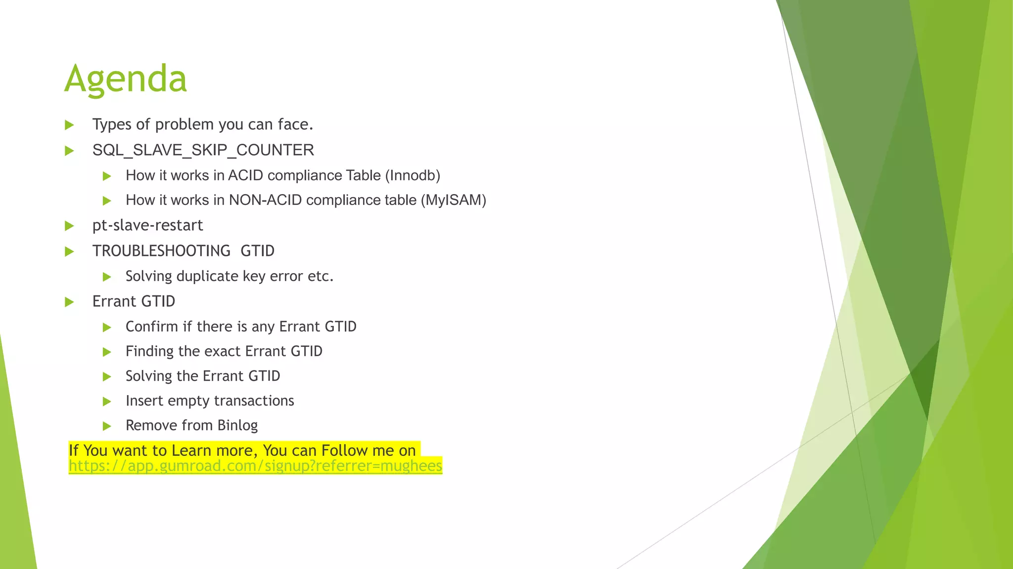 Replication Troubleshooting in Classic VS GTID | PPT