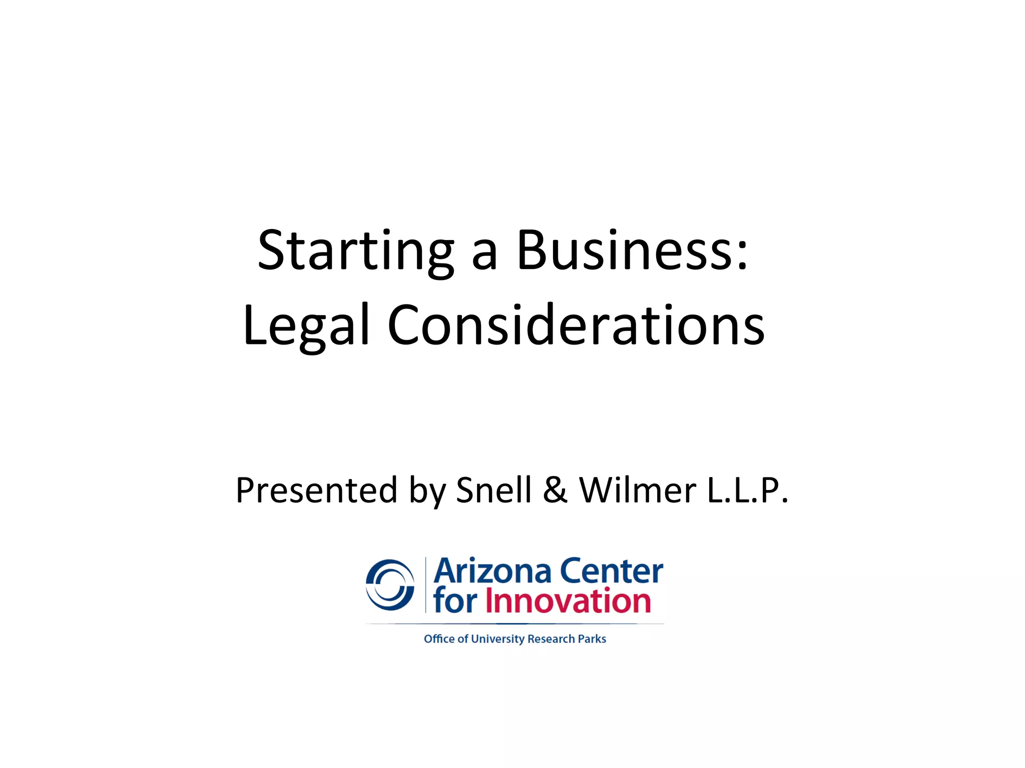 How to start a new business and other legal considerations by Snell ...