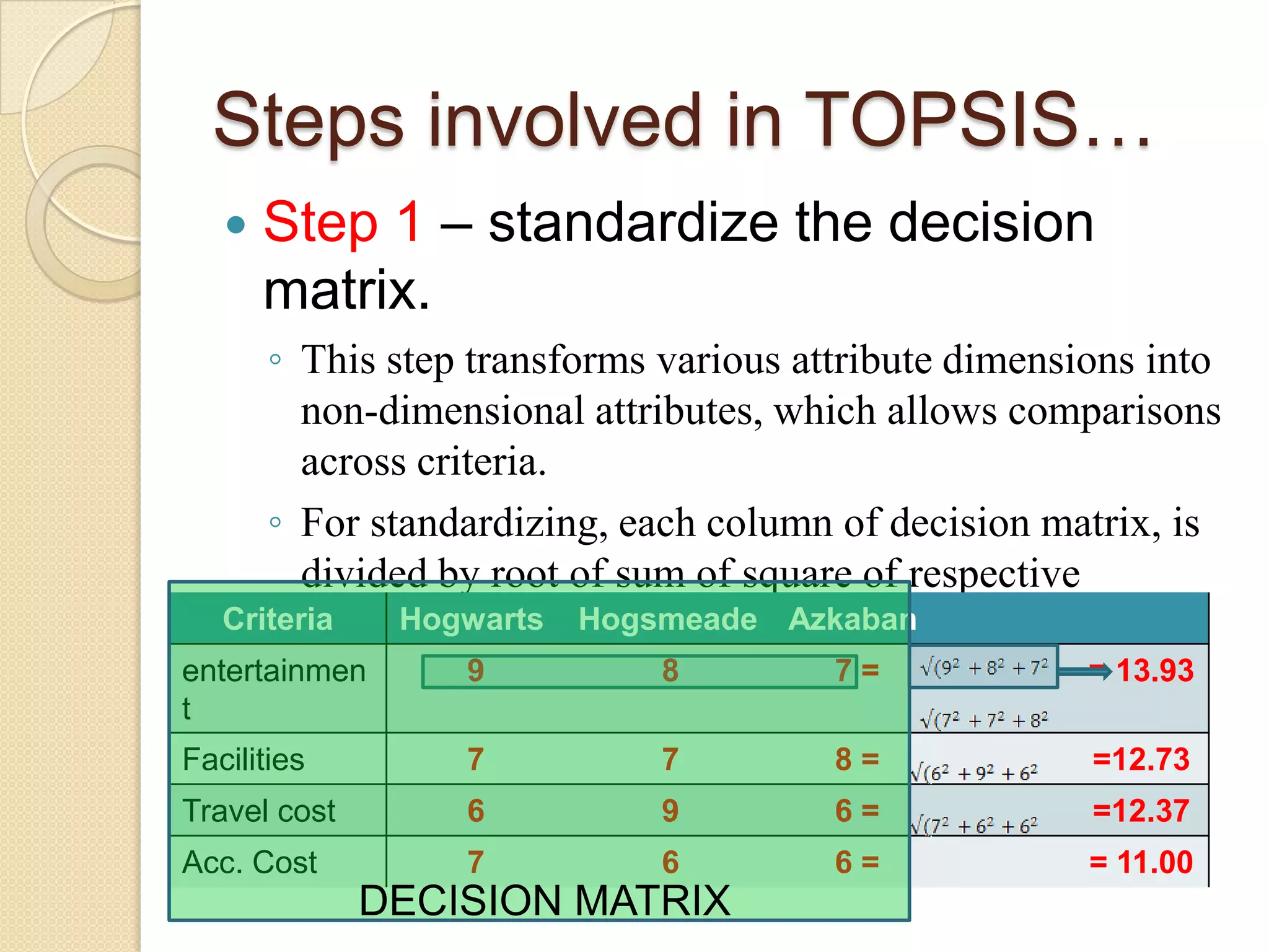 TOPSIS - A multi-criteria decision making approach | PPTX