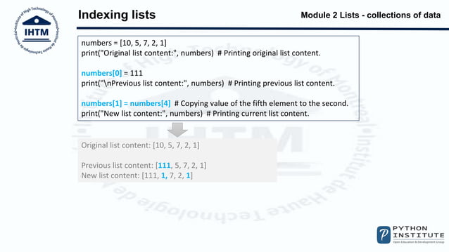 Python PCEP Lists Collections of Data | PPTX | Programming Languages ...