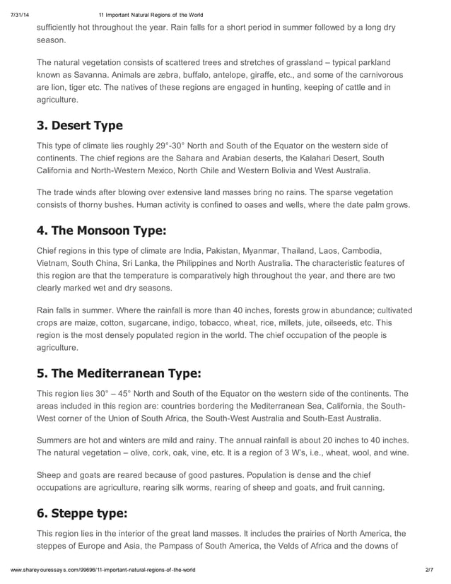 11 important natural regions of the world | PDF | Geography | Science