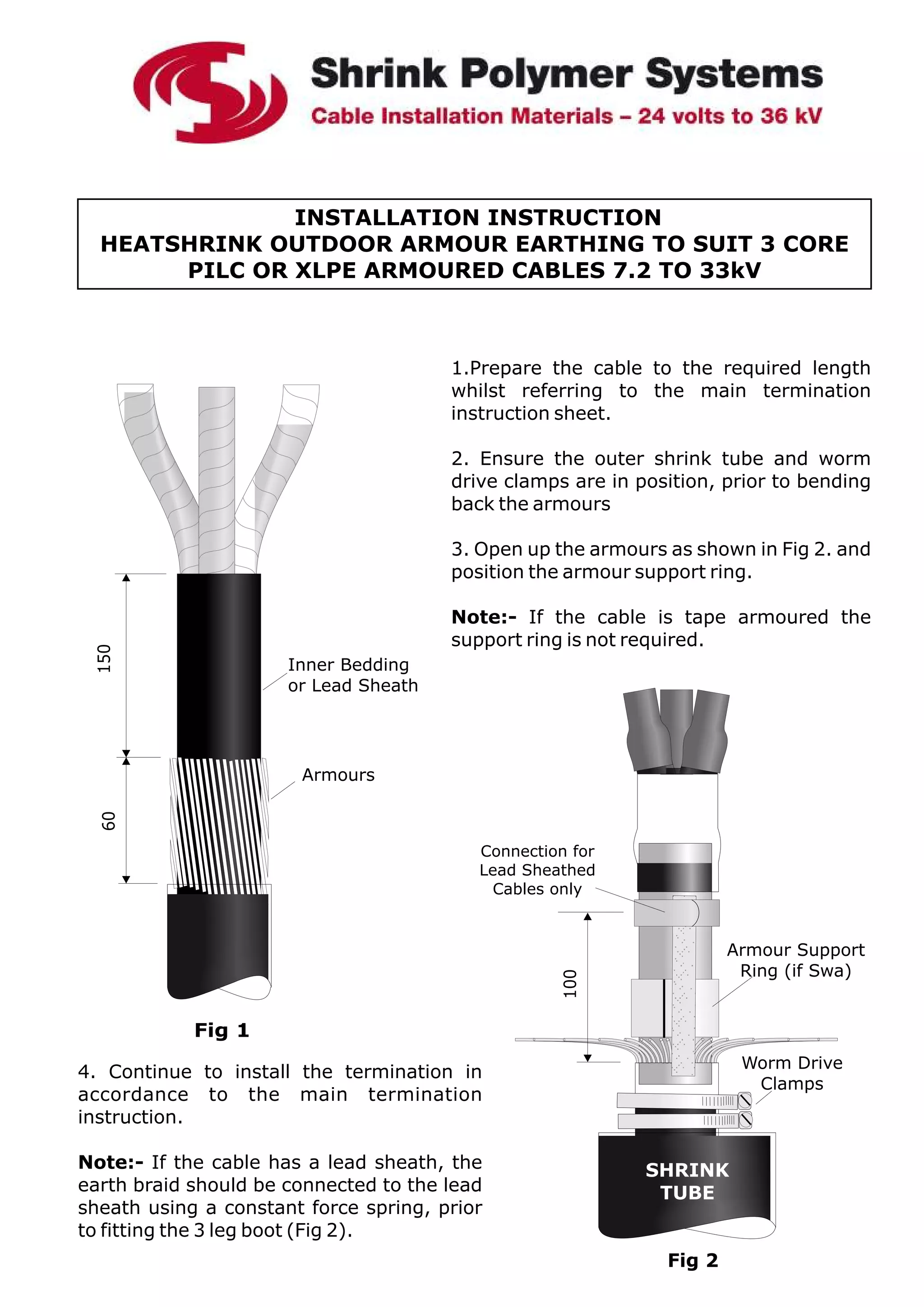 11kV 33kV Heat Shrink Terminations - Outdoor Armour Earthing Kits XLPE ...