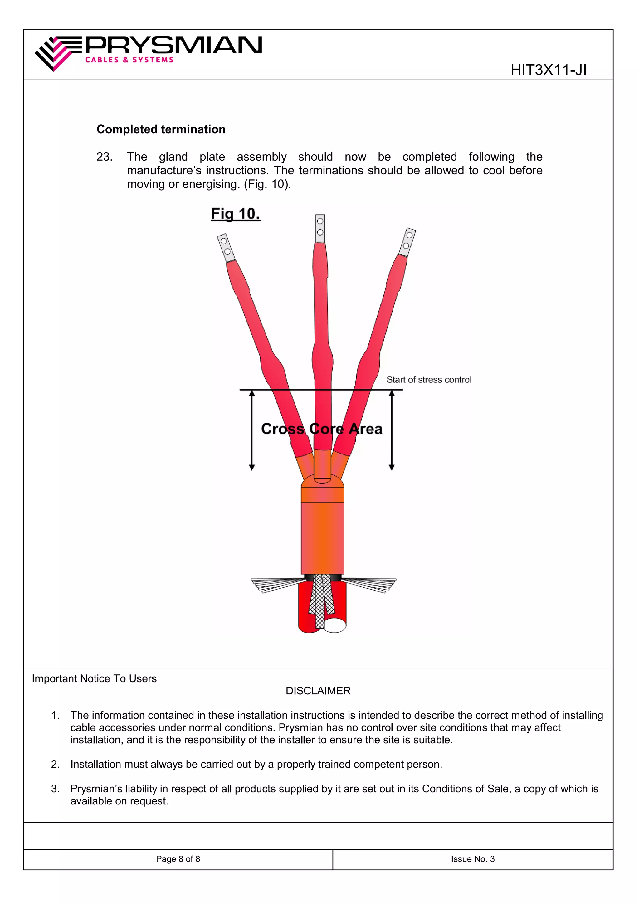 11kV Heat Shrink Cable Terminations - Prysmian HIT3XB11 3 Core 35 ...