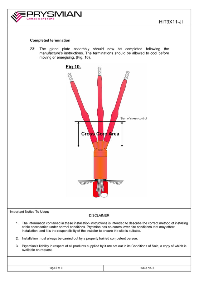 11kV Heat Shrink Cable Terminations - Prysmian HIT3XC11 3 Core 95 ...