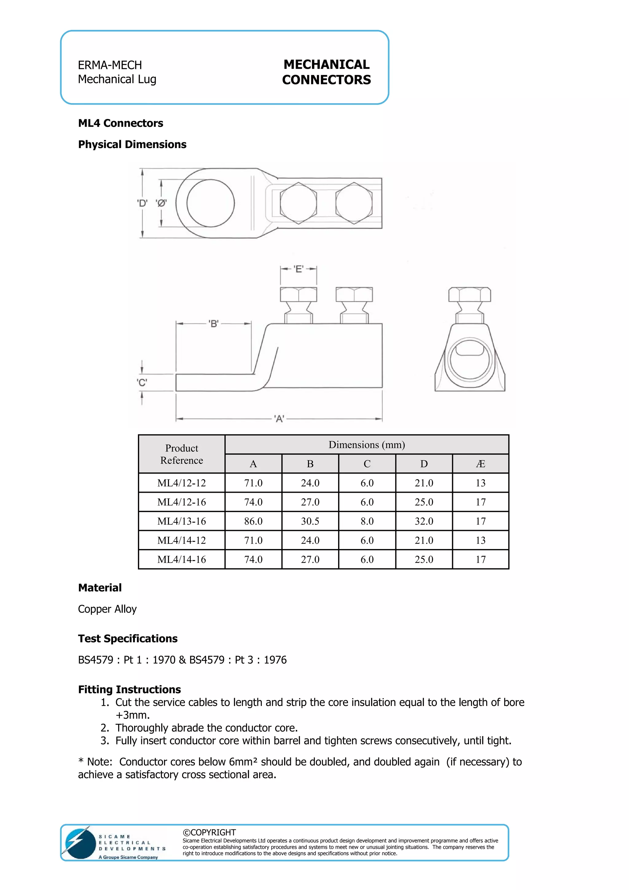 11kV Triplex Copper Wire Screen 35sqmm Termination Lugs - Sicame ...