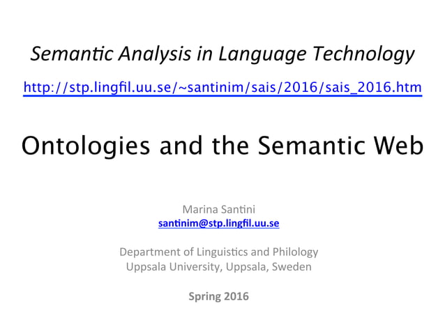 Lecture: Ontologies and the Semantic Web | PDF