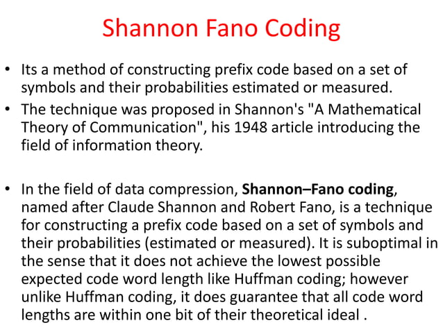 Data Communication & Computer network: Shanon fano coding | PDF