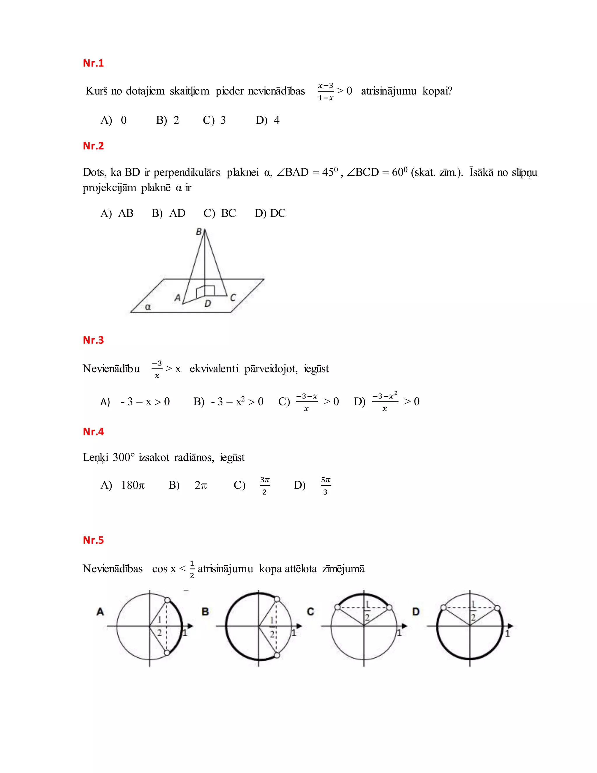 Matemātikas tests 11. klasei | DOCX