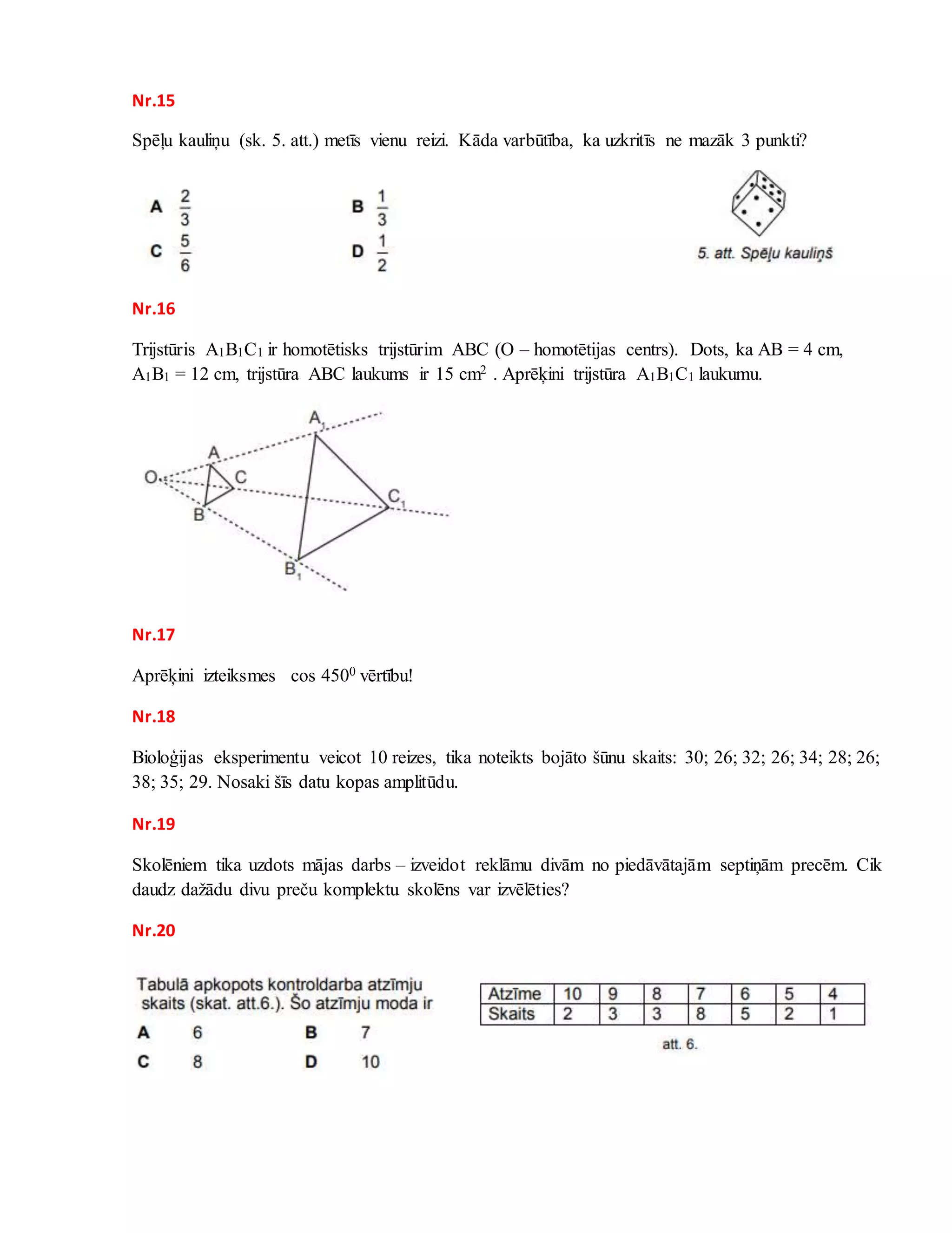 Matemātikas tests 11. klasei | DOCX