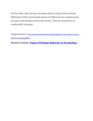 11 main aspects of human behavior | PDF