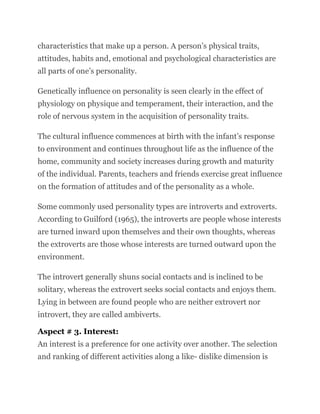 11 main aspects of human behavior | PDF