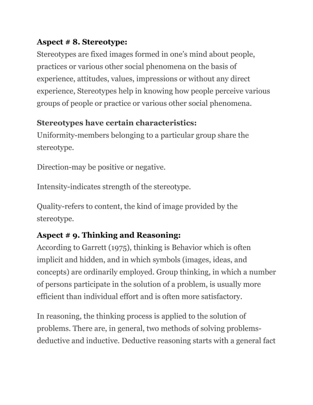 11 main aspects of human behavior | PDF