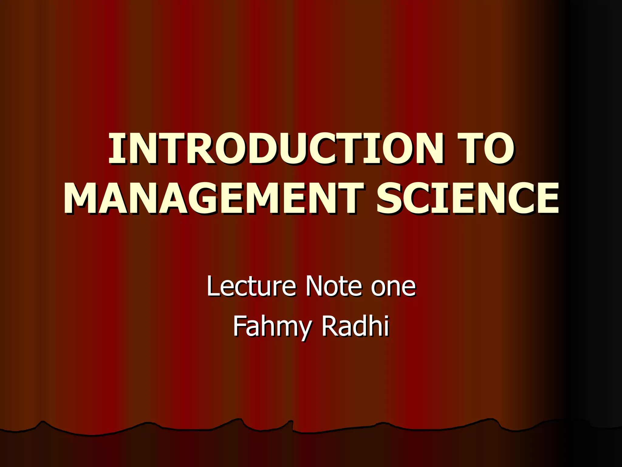 11-Management Science | PPT