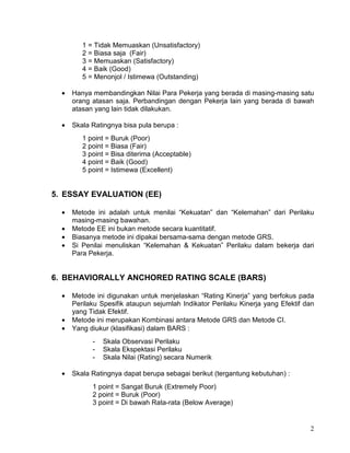 Pelatihan Metode-metode Penilaian Kinerja | PDF