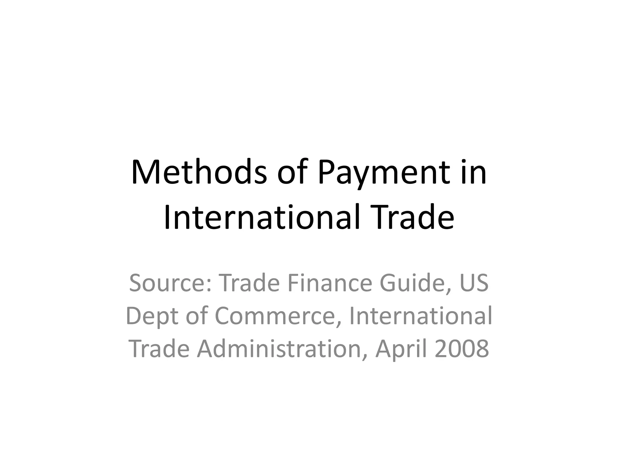 methods of payment in international trade | PPTX