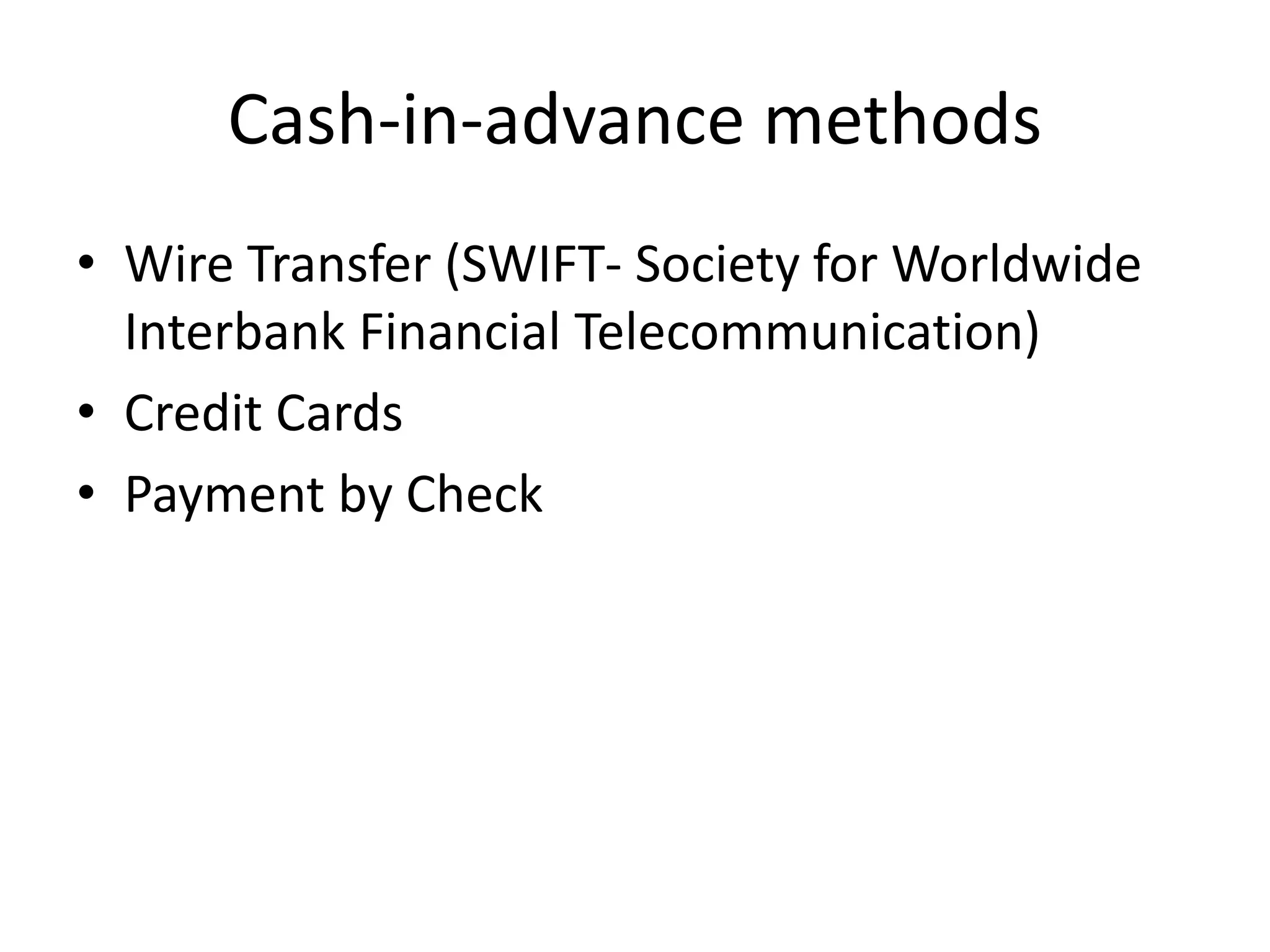 methods of payment in international trade | PPTX | Credit Cards ...