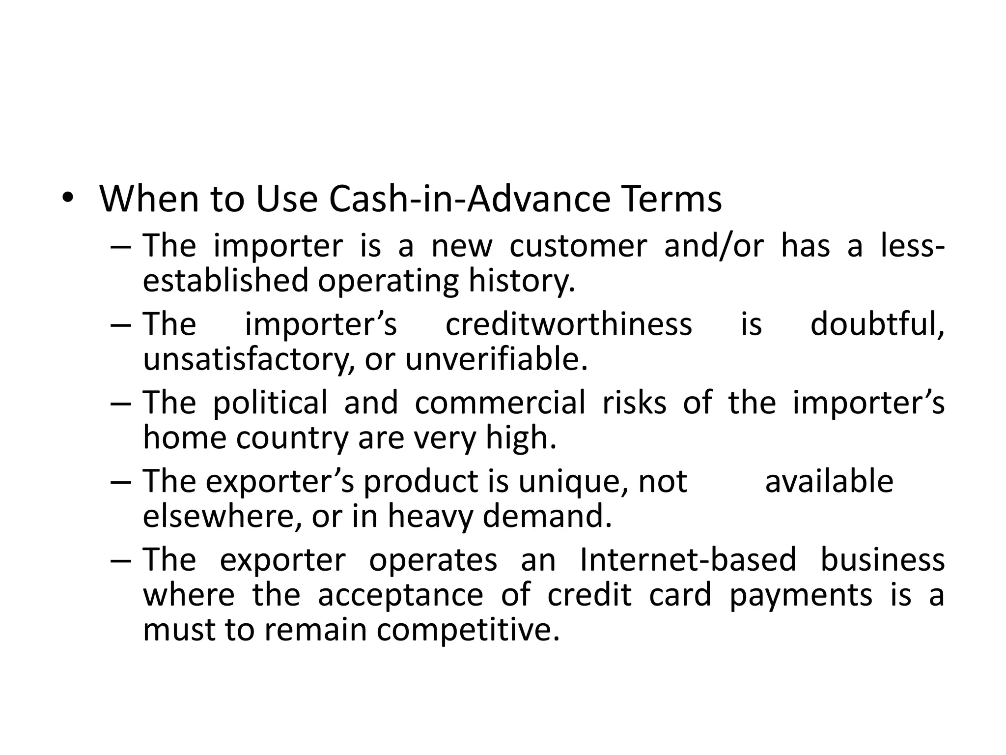 methods of payment in international trade | PPTX