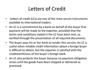 methods of payment in international trade | PPTX