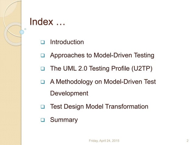Model Driven Testing With Uml 20 Ppt