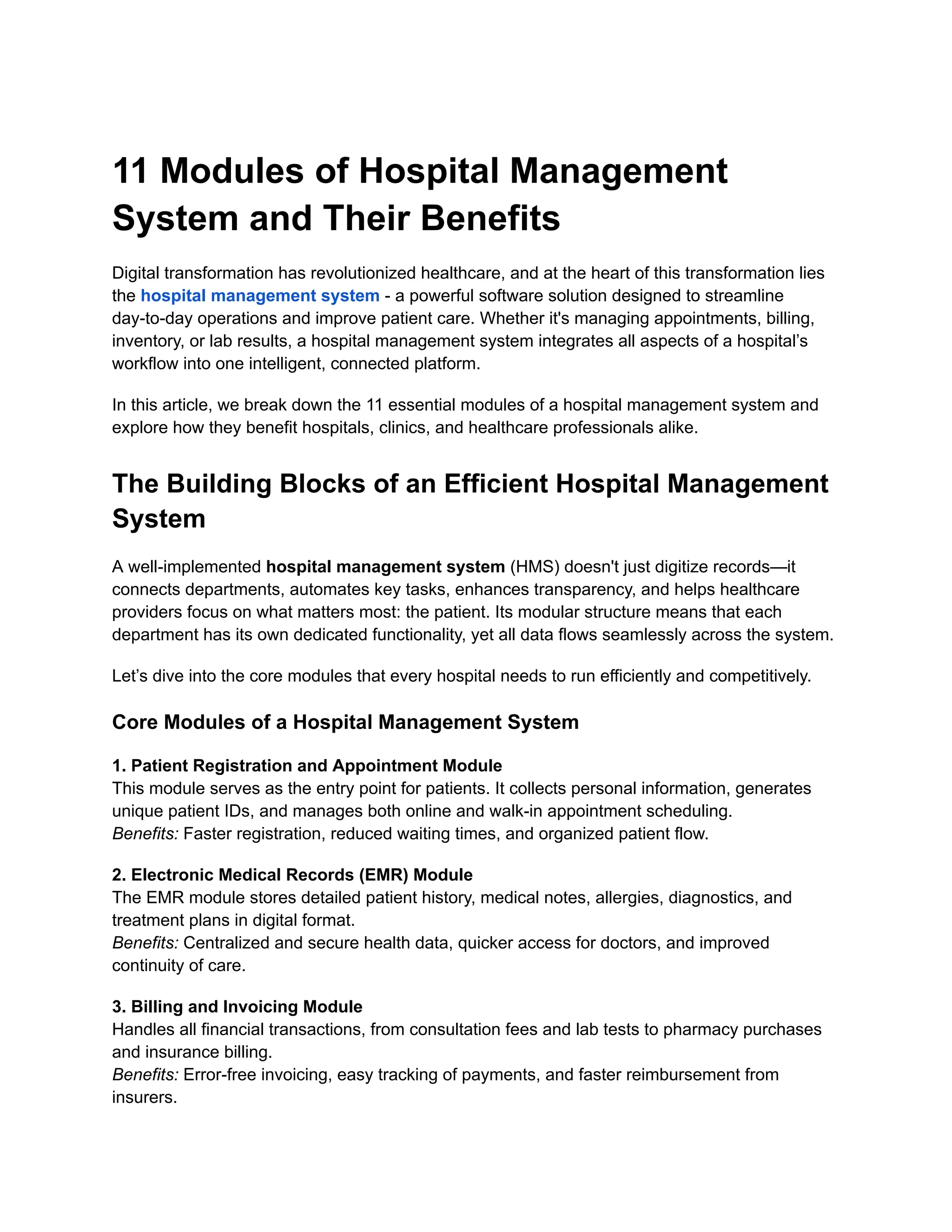 11 Modules of Hospital Management System and Their Benefits.pdf