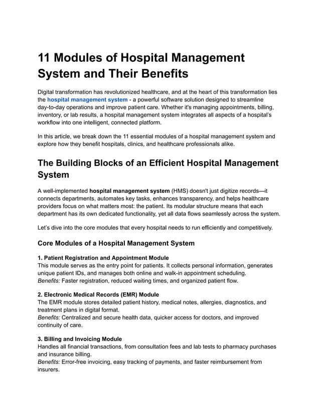 11 Modules of Hospital Management System and Their Benefits.pdf