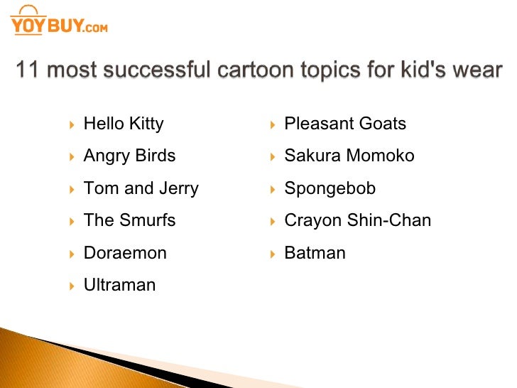 11 most successful cartoon topics for kid's wear