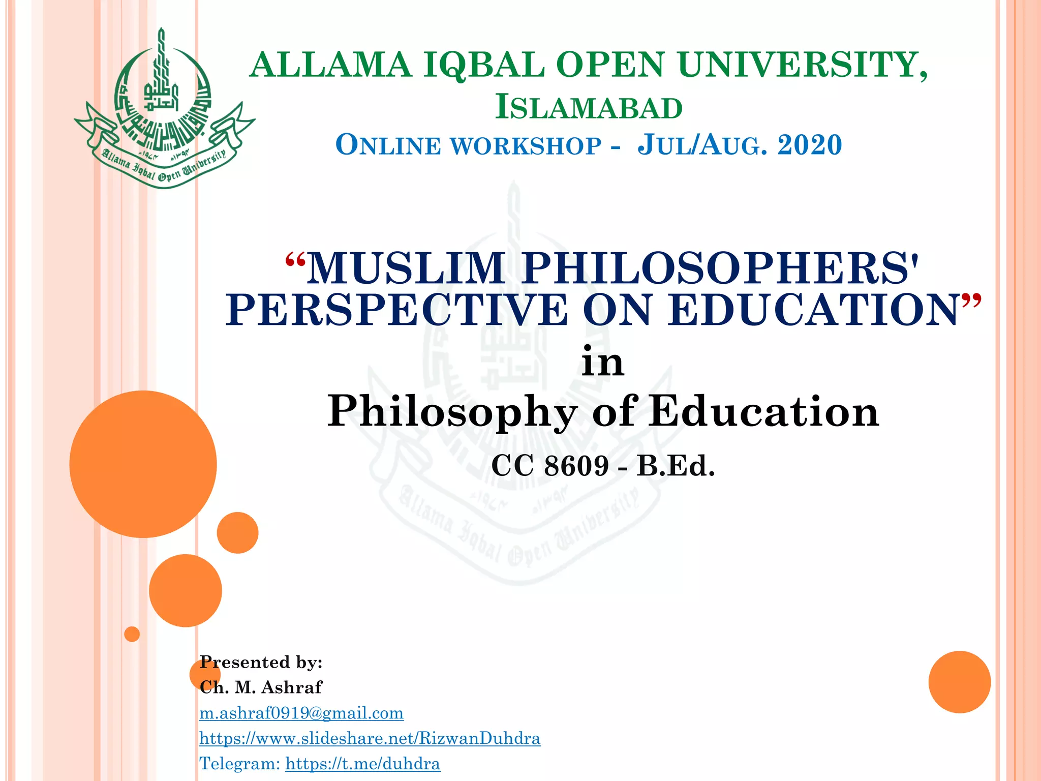 MUSLIM PHILOSOPHERS' PERSPECTIVE ON EDUCATION | PDF