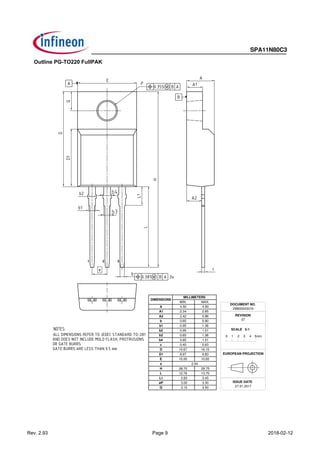 Original Power Transistor SPA11N80C3 11N80C3 11N80 11A 800V TO-220F-3 New Infineon | PDF