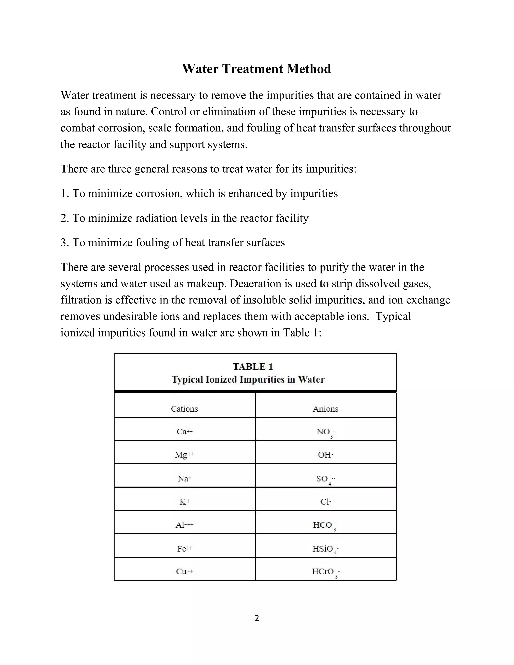 Water treatment method | PDF
