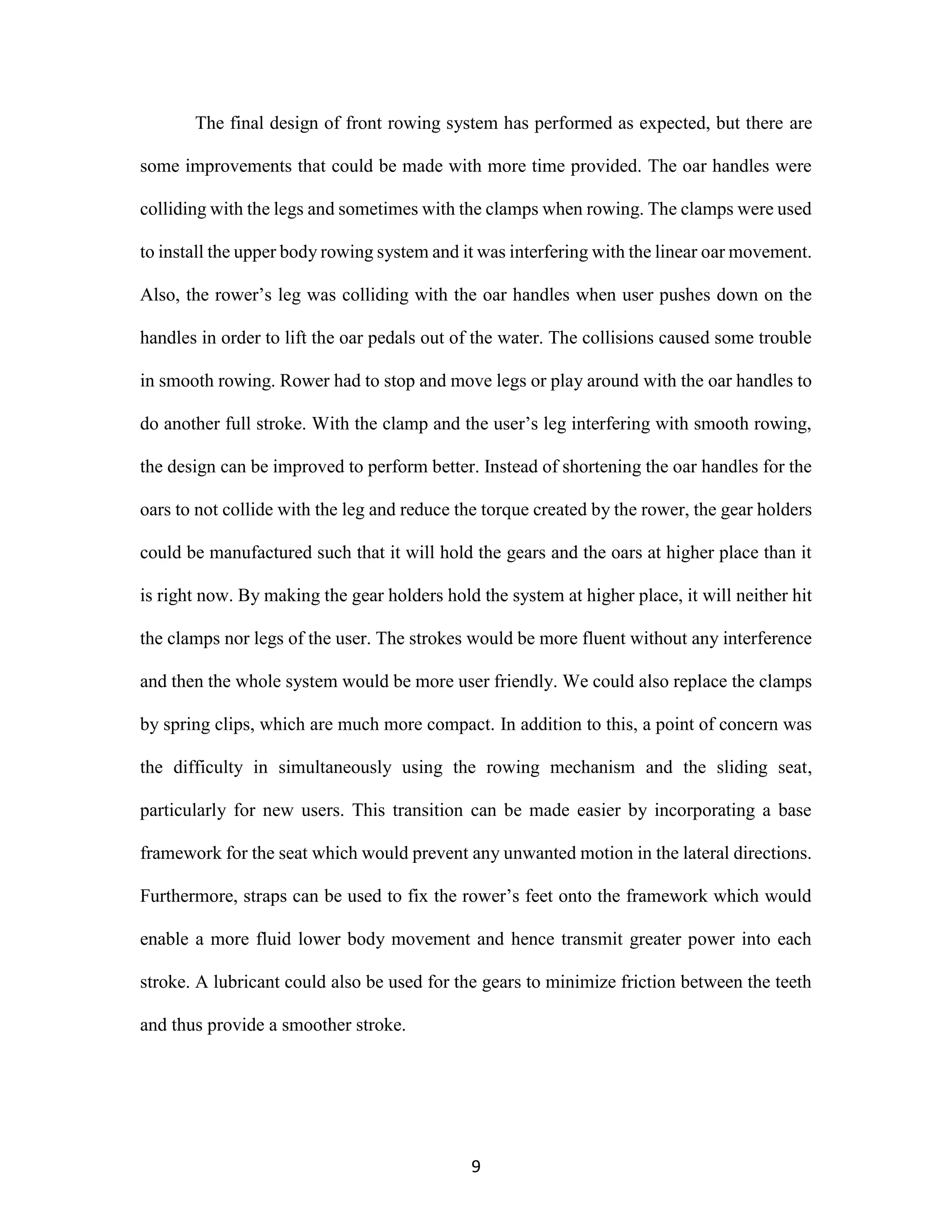 Design Project - Front-rowing mechanism - MECH 292 | PDF