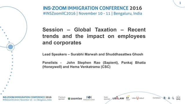 INSZoom Immigration Conference 2016 - Recent Trends in Global Taxation ...