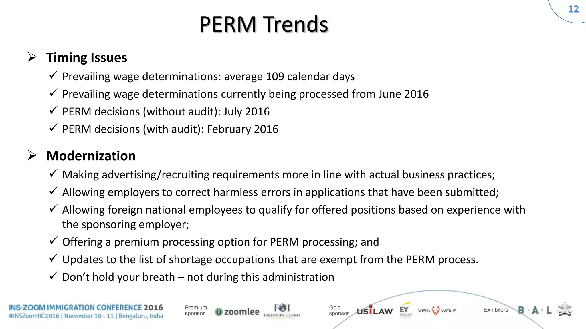 INSZoom Immigration Conference 2016 - PERM Process Recent Trends | PPT