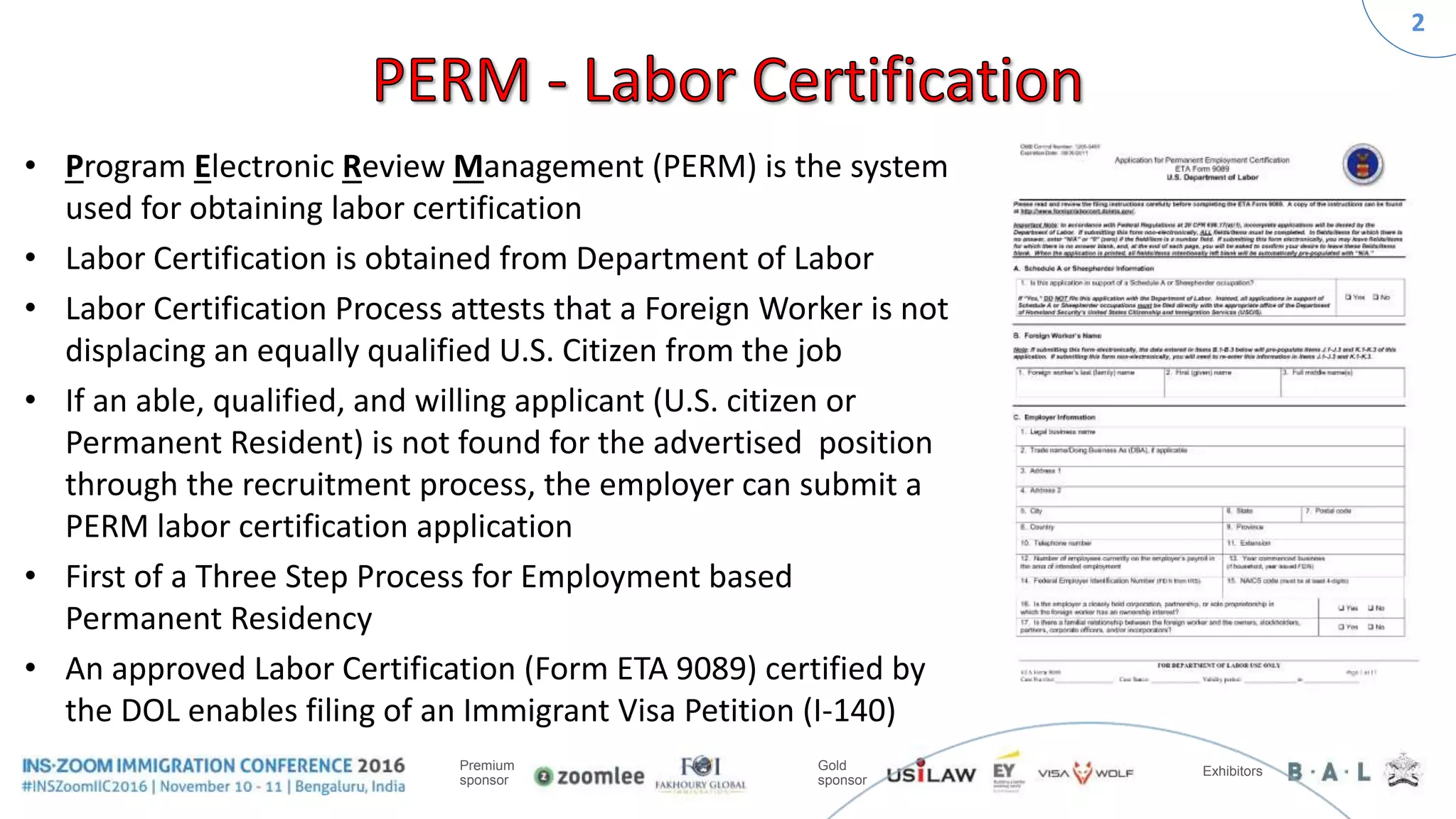 INSZoom Immigration Conference 2016 - PERM Process Recent Trends | PPT