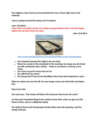 11 November 17, 2013, John 10;1-42, Jesus The True Shepherd | PDF